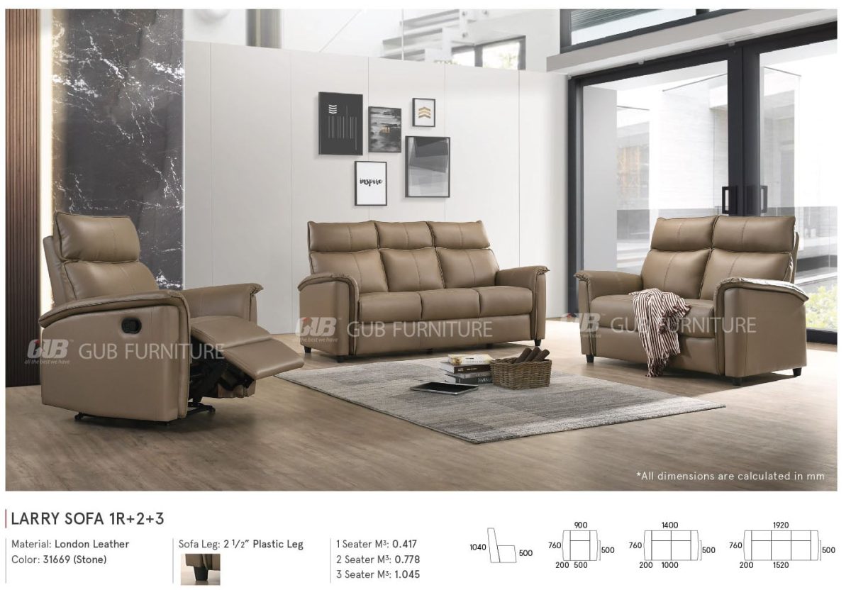 LARRY 1+2+3 Seater PU Recliner Sofa - FurnitureDirect.com.my