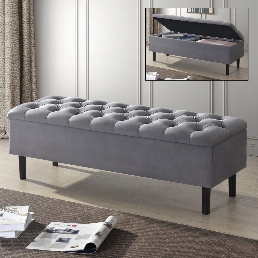 MAISON 120cm Storage Bench-Dark Grey - FurnitureDirect.com.my