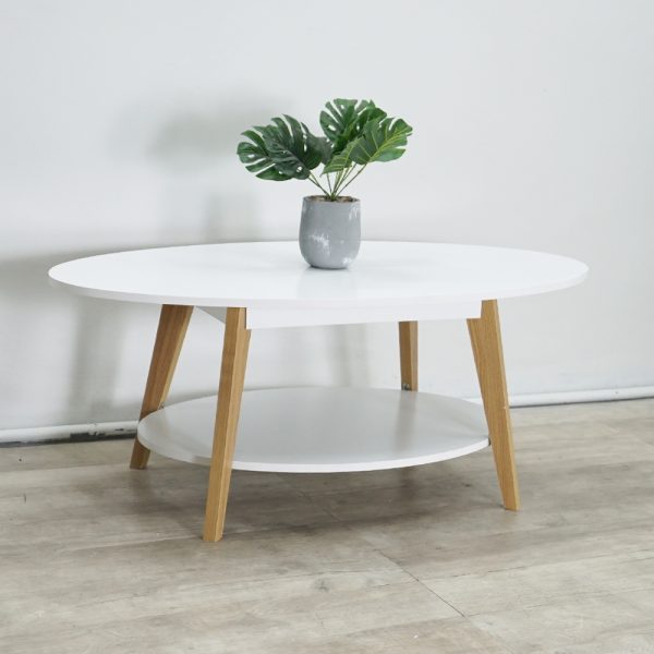 JULIE Oval Shaped Coffee Table-White - FurnitureDirect.com.my