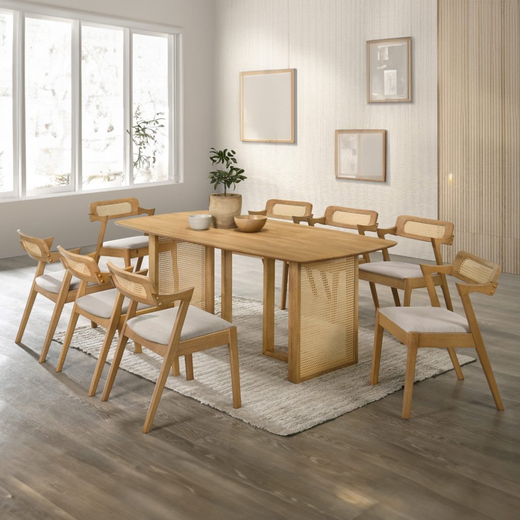 MALMO 8 Seater Dining Set-Natural - FurnitureDirect.com.my