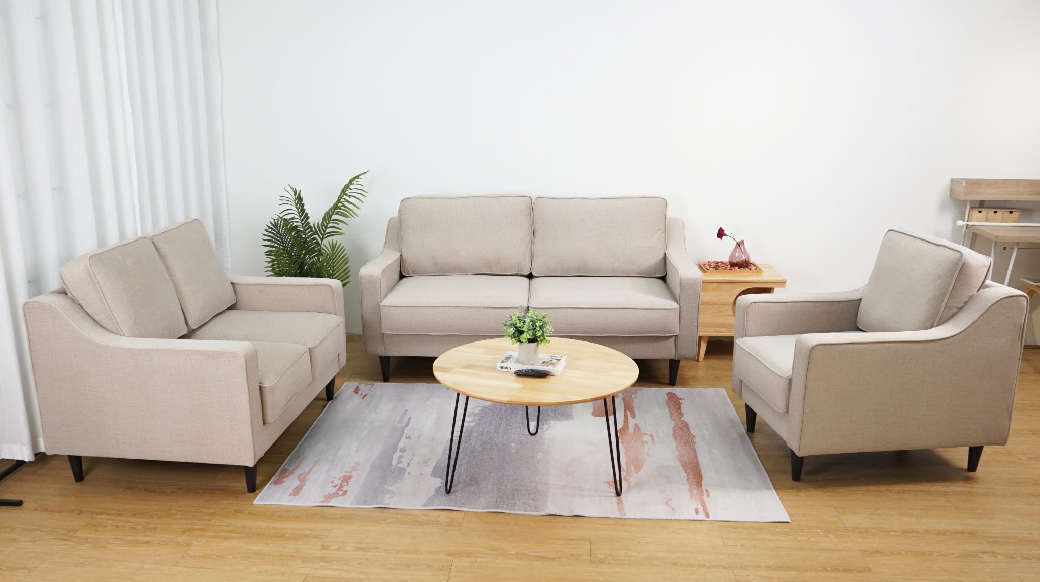 HARPER 123 Seater Pet Friendly Sofa Set-Beige - FurnitureDirect.com.my