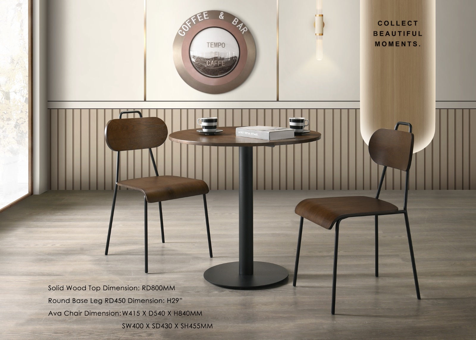 AVA Vintage Dining Chair-Walnut - FurnitureDirect.com.my