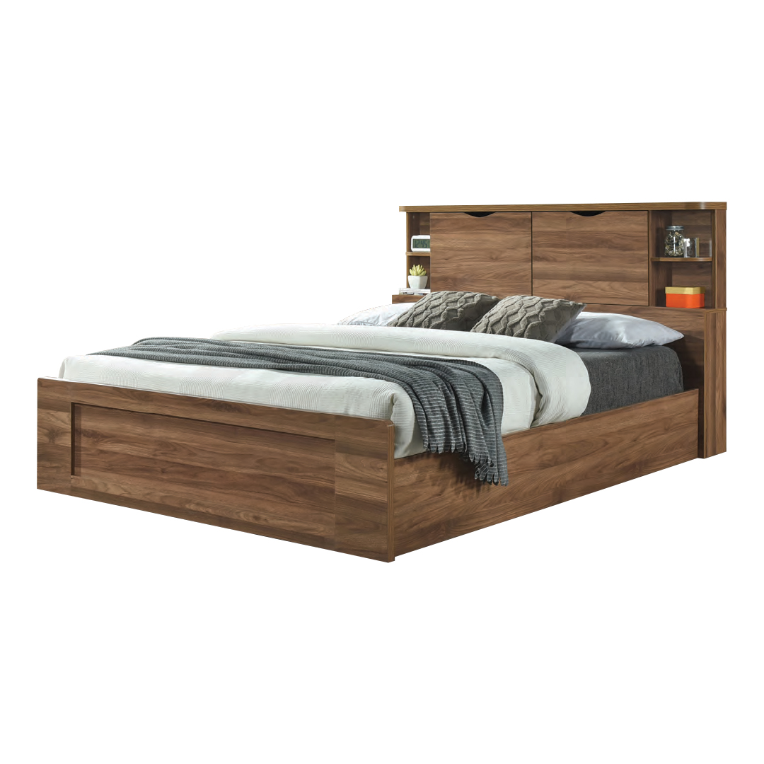 ARCH Queen Size Storage Bed Frame Walnut FurnitureDirect .my